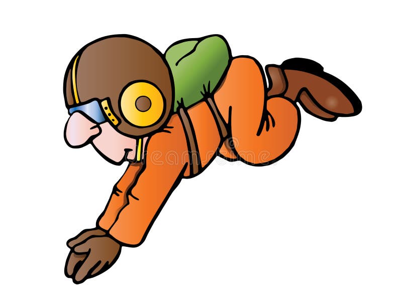 Parachutist Jump. Paratrooper Fly in the Sky. Skydiving. Hand Drawn ...