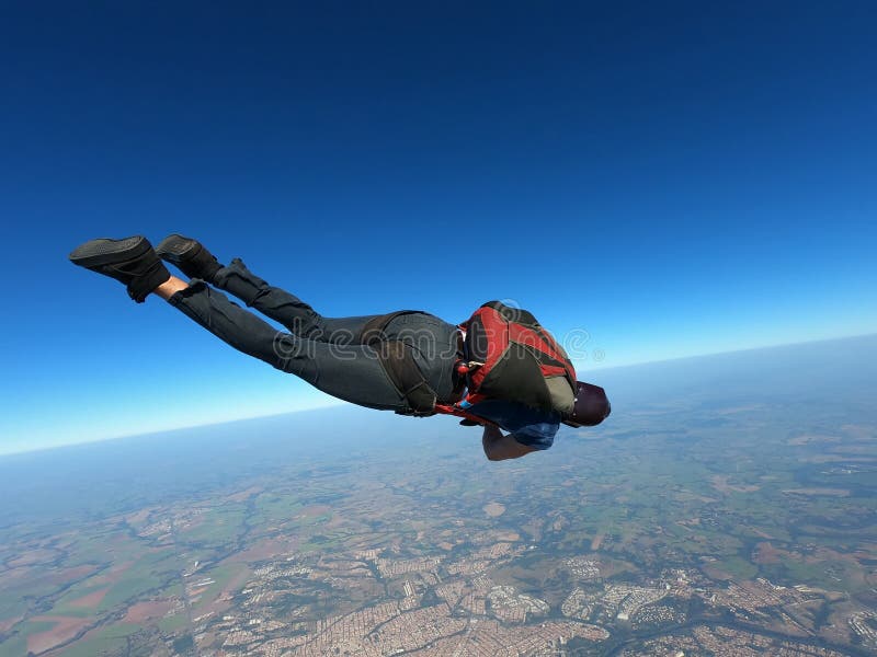 Parachutist Performing a Maneuver in a Stretched Body in Free Fall ...