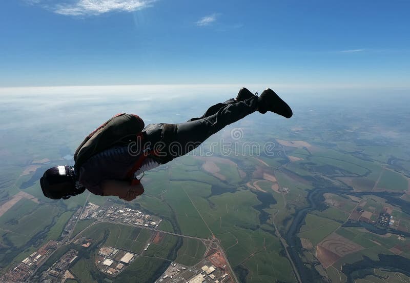 Parachutist Performing a Maneuver in a Stretched Body in Free Fall ...