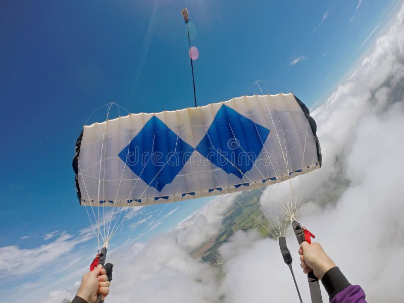 First Person Perspective Skydiving in Ubatuba - Brazil Stock Image ...