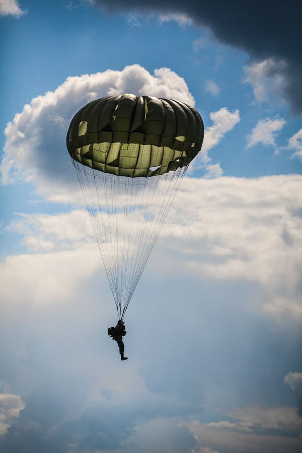 Parachutist in the war stock image. Image of skydiving - 44851207