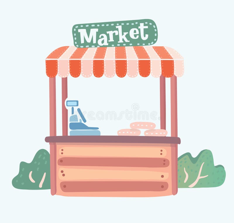 Parada Y Comerciante Del Mercado Ilustración del Vector - Ilustración ...