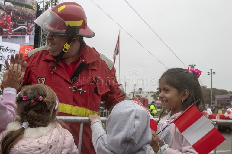 Parade of Firemen for the Reason of Peruvian Independence Day Editorial ...