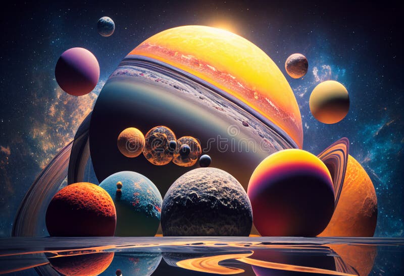 Parade of Planets in the Solar System. AI Generated Stock Illustration ...