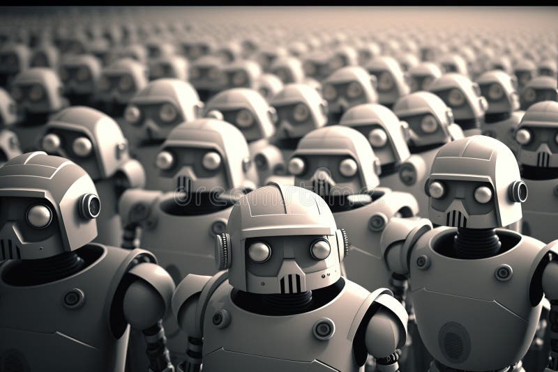 Parade of the Robots. Generative AI Stock Illustration - Illustration ...