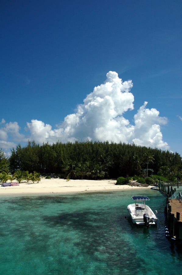 Paradise stock photo. Image of palm, boat, cloud, blue - 3935046