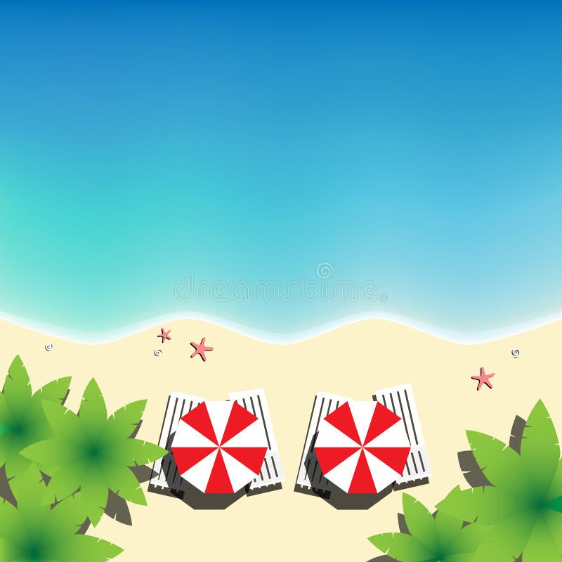 Paradise Beach Top View, Square Vector Illustration Stock Vector ...