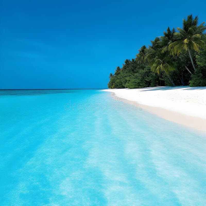 Paradise Beach with White Sand and Coco Palms. Summer Vacation and ...