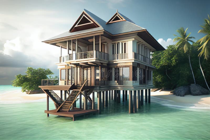 Paradise Beachfront Villa Built on Stilts with Private Pool and Deck ...