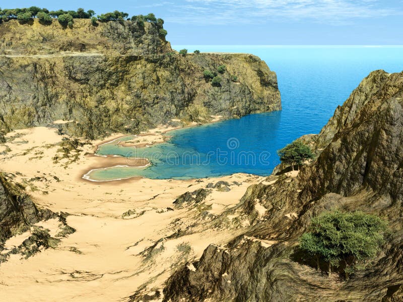 Paradise cliffs stock illustration. Illustration of clouds - 19562108