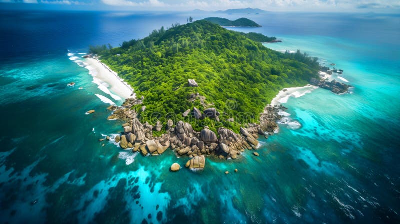 Paradise Island, Aerial View, Ai Generative Illustration Stock ...