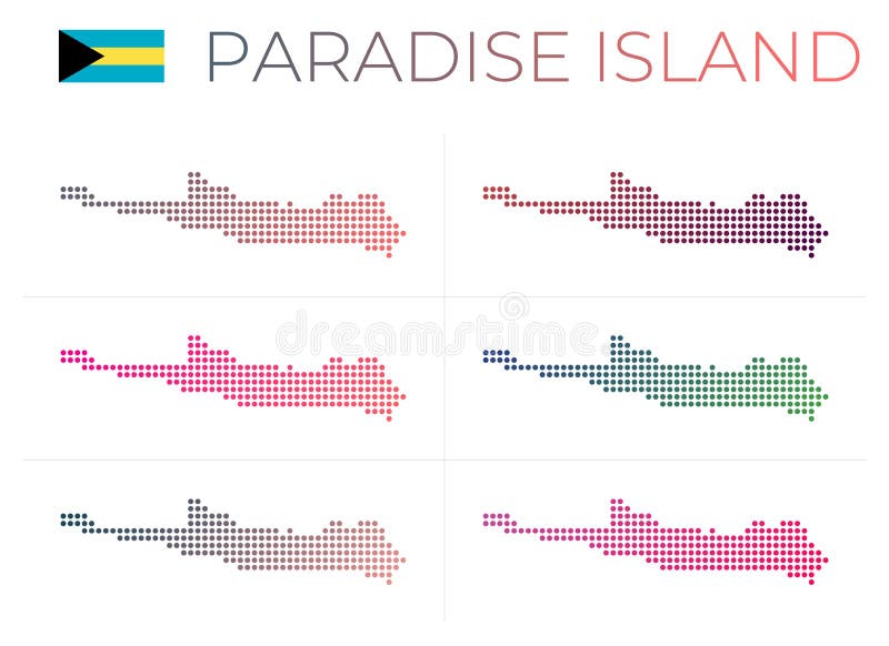 Paradise Island Dotted Map Set. Stock Vector - Illustration of globe ...