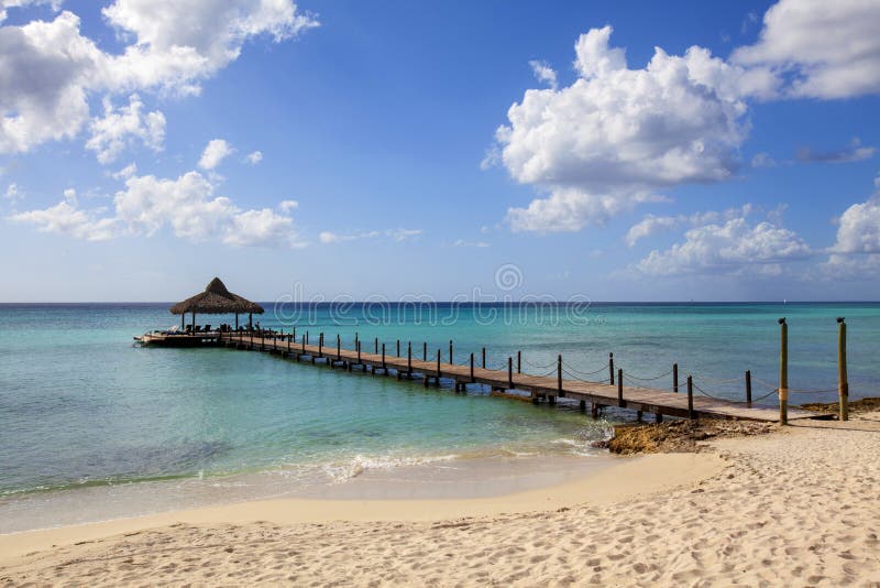 A Jetty Along the Beach of Mauritius Stock Image - Image of alone ...