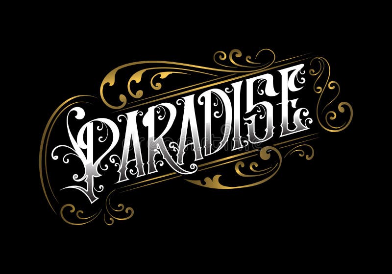 PARADISE Word Lettering Custom Style Stock Vector - Illustration of ...
