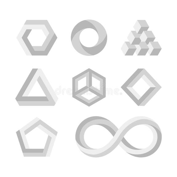 Paradox Impossible Shapes, 3d Twisted Objects, Vector Math Symbols ...
