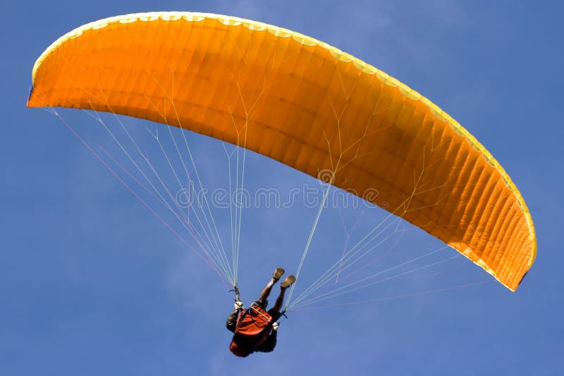 Paraglider on Bright Blue Sky Stock Photo - Image of parachute, cells ...