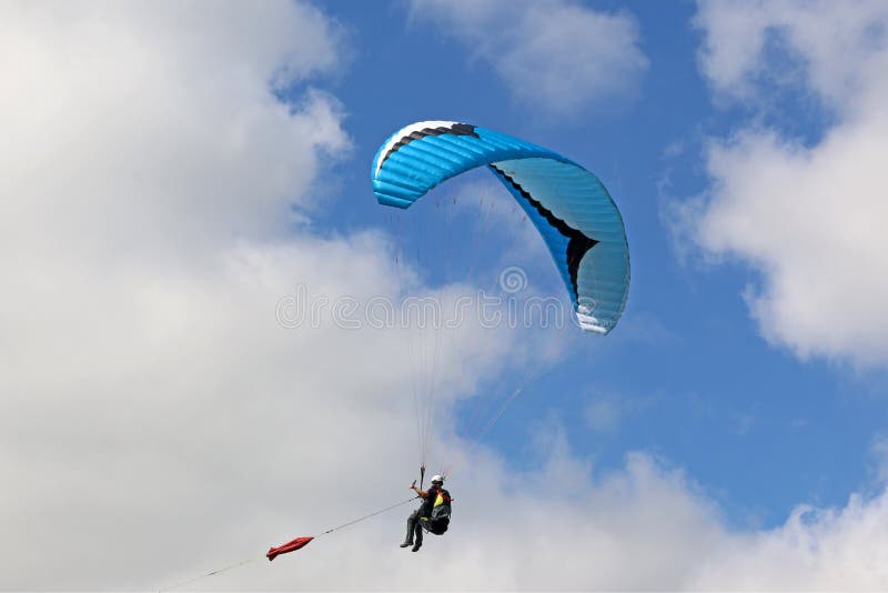 Paraglider Being Towed by a Winch Stock Image - Image of lines, blue ...