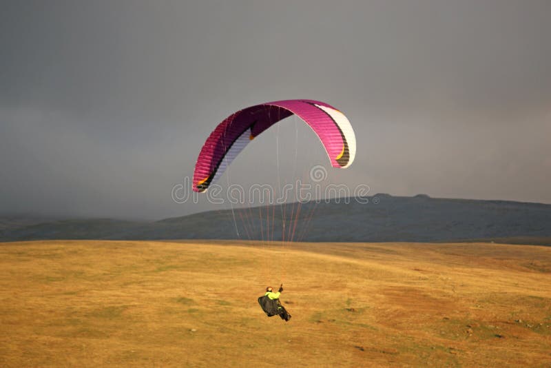 Paraglider in the Black Mountains Stock Photo - Image of speedflyer ...