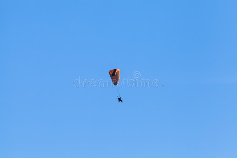 Paraglider in Blue Sky, Ultralight Aircraft Stock Image - Image of ...