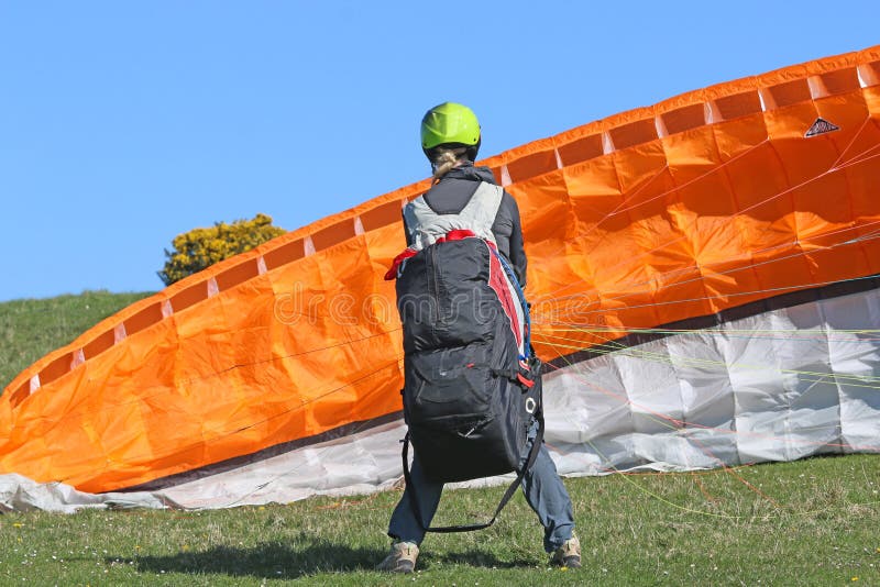 Paraglider launching wing stock image. Image of launching - 216161657