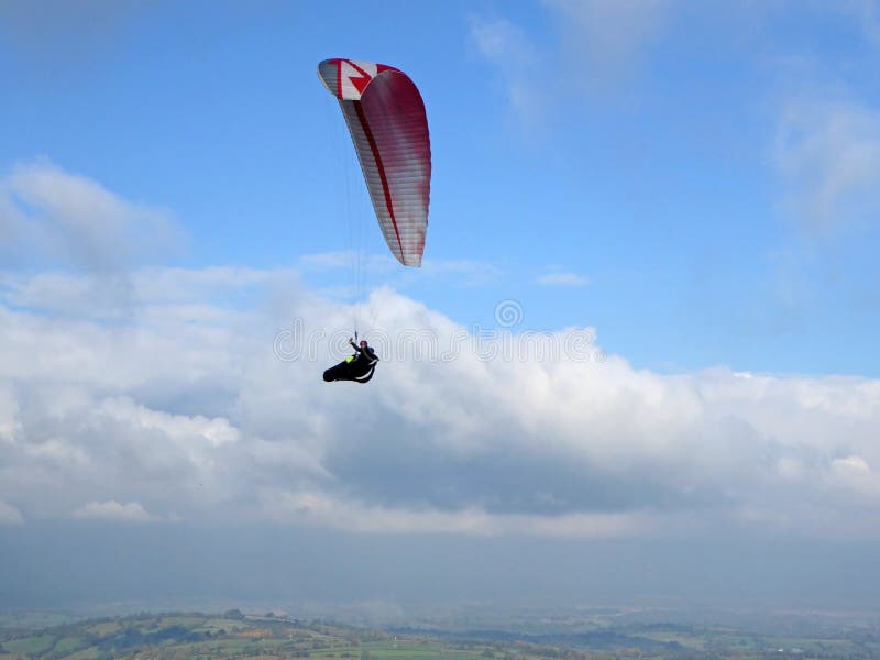 Paraglider Flying Above the Ridge at Pandy, Wales Editorial Photography ...
