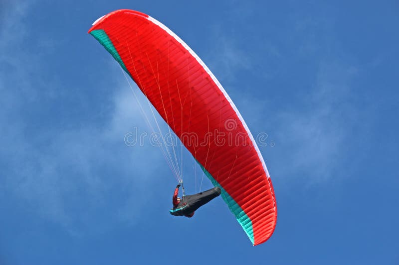 Paraglider Flying in a Blue Skyt Stock Image - Image of extreme ...