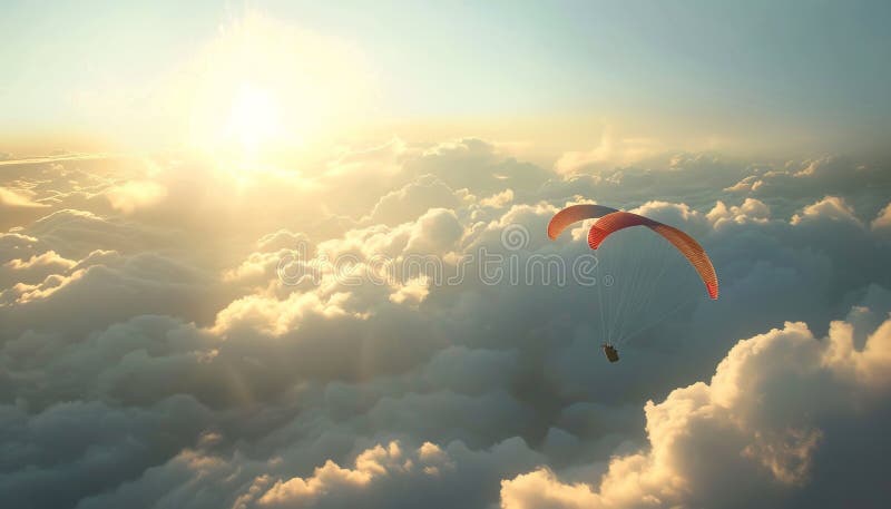 Paraglider Flying High in the Sky Above the Clouds. Stock Illustration ...