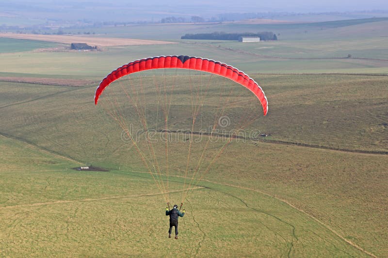 Paraglider Flying from a Hill Stock Image - Image of recreation, high ...
