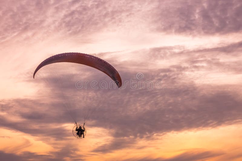 Paraglider Flying at Sunset Editorial Stock Photo - Image of gliders ...