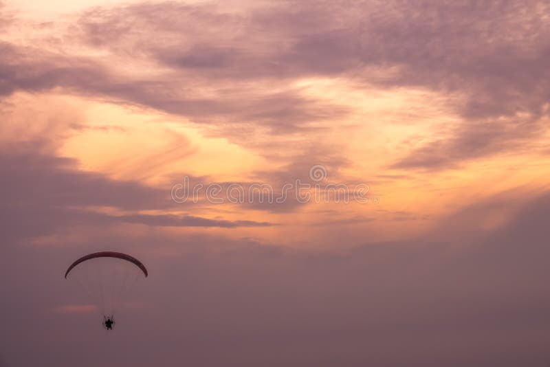 Paraglider Flying at Sunset Editorial Stock Image - Image of hobby ...