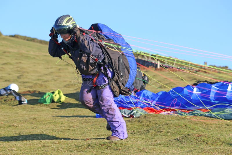 Paraglider launching stock image. Image of paraglider - 91531701