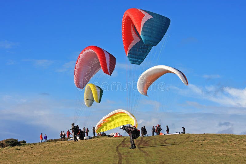 Paragliders launching editorial stock photo. Image of speed - 75245223