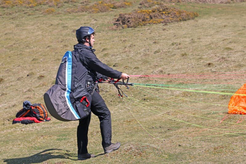 Paraglider launching wing stock photo. Image of hill - 127725014