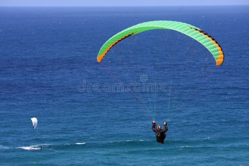 Paraglider over the sea stock photo. Image of waves, kitesurfer - 46483062