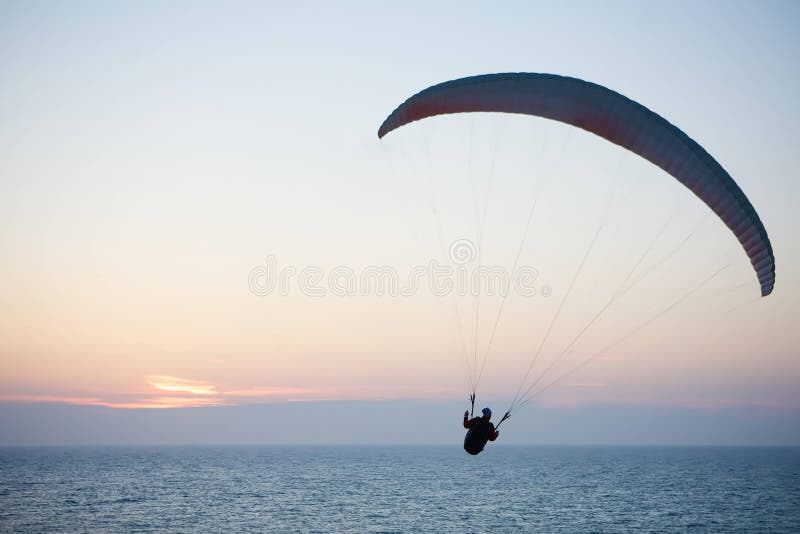 Paraglider Parachute Flying Over the Sea Stock Photo - Image of ...