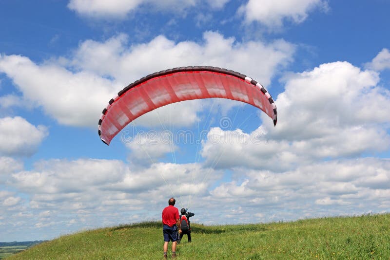 Paraglider Pilot Taking Off Stock Image - Image of lines, field: 239513357