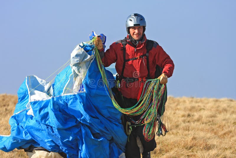 Paraglider stock image. Image of preparing, launch, flying - 60776697