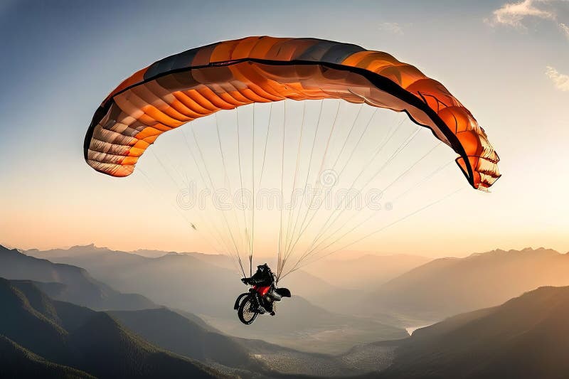 Paraglider Wing a Solo Flying Bike with a Deployable Parachute S Stock ...