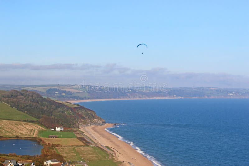 Paragliders Above Beesands Beach, Devon Stock Photo - Image of lines ...