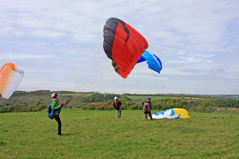 Paragliders launching stock photo. Image of flying, paraglider - 85258882