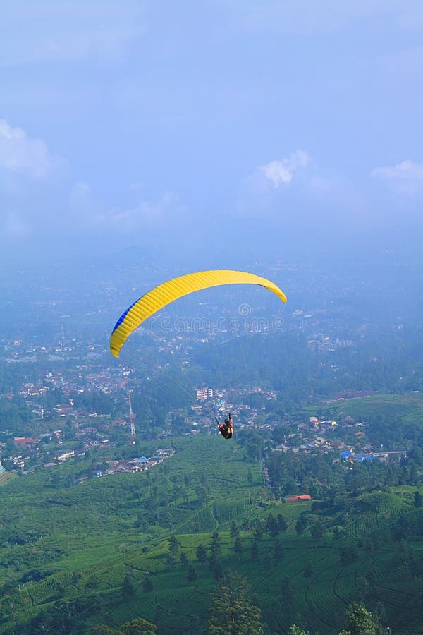 Paragliding Activity at Puncak Mountain Resort Stock Photo - Image of ...
