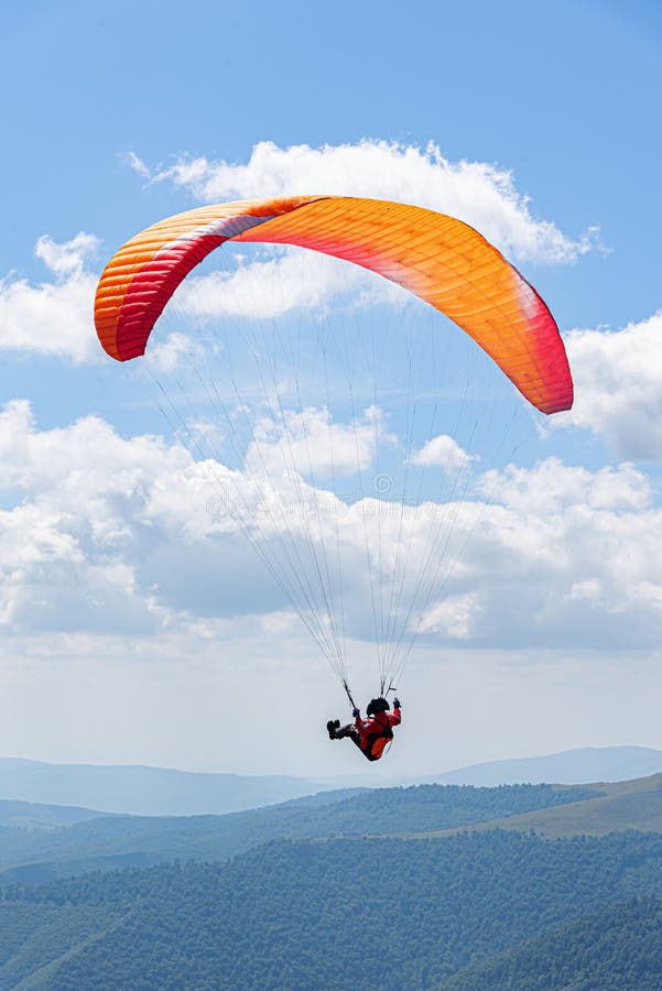 Paragliding on the Background of the Skys. Stock Photo - Image of ...