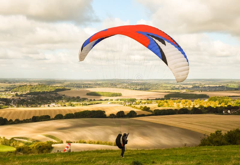 Paraglider Preparing for Take-off Stock Photo - Image of british ...