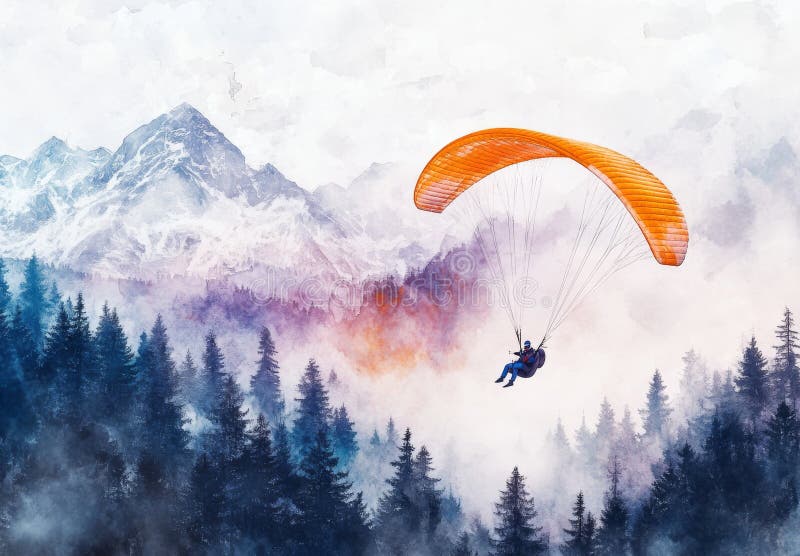 A Paragliding Experience with Top-down Views, Illustrated in Watercolor ...