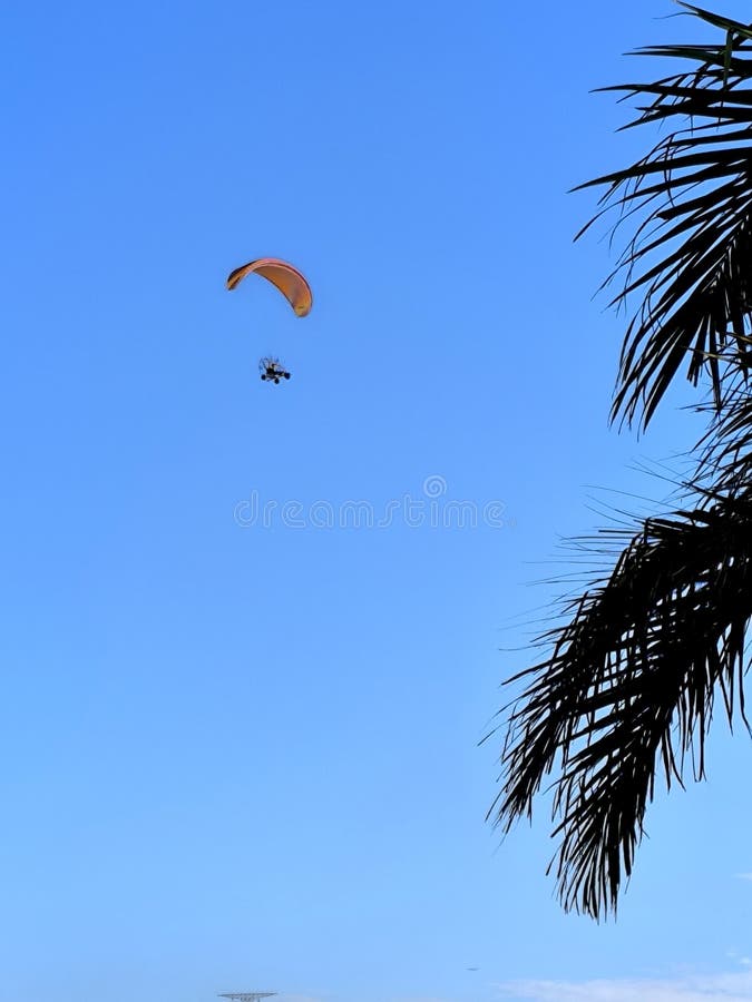 Flying High Above, a Commercial Airplane Journeys through the Blue Sky ...