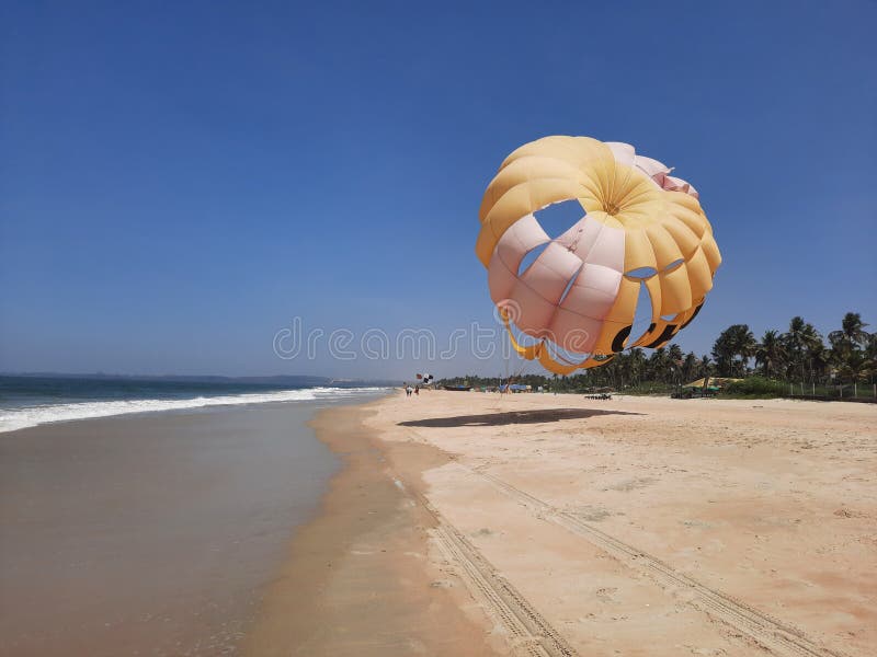 Paragliding on the Goa Beach. Stock Image - Image of flying, blue ...