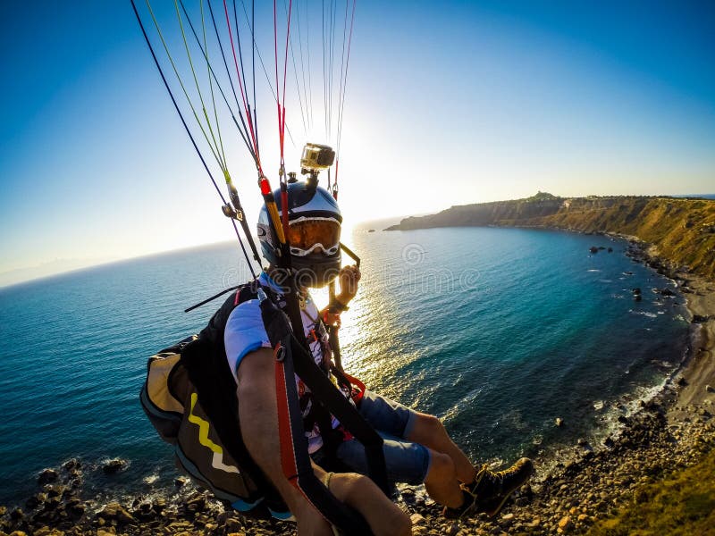 Paragliding. Italy, Sicilia Editorial Stock Photo - Image of pier ...
