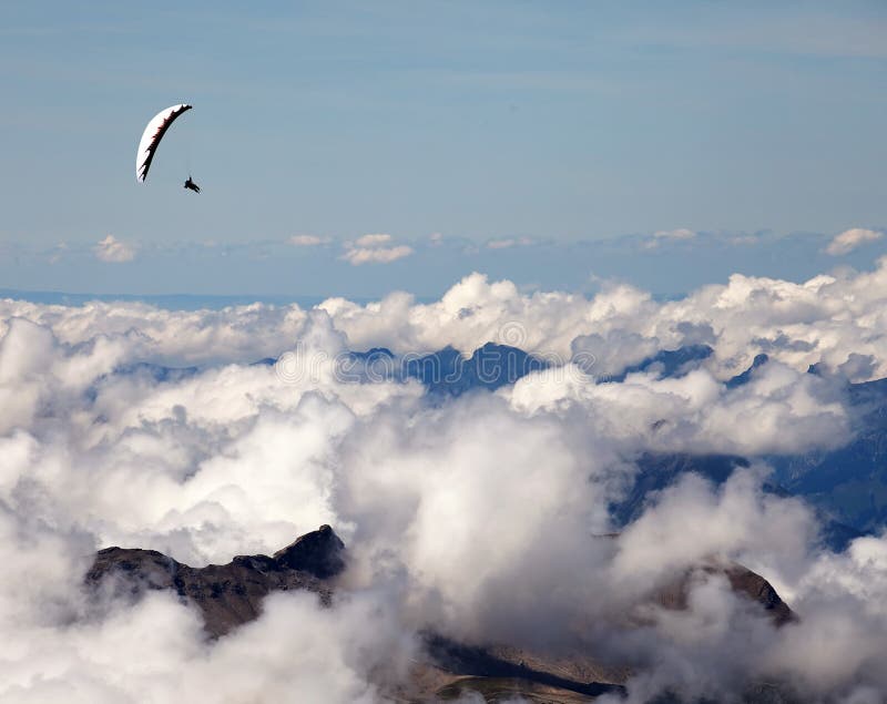 Paragliding Over the Swiss Alps Stock Photo - Image of experience ...