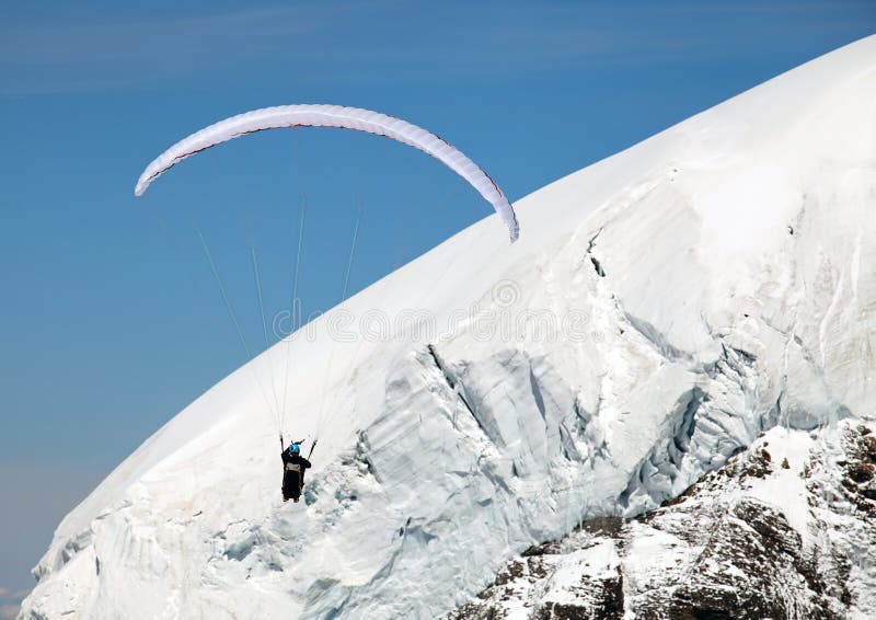 Paragliding Over the Swiss Alps Stock Image - Image of experience ...
