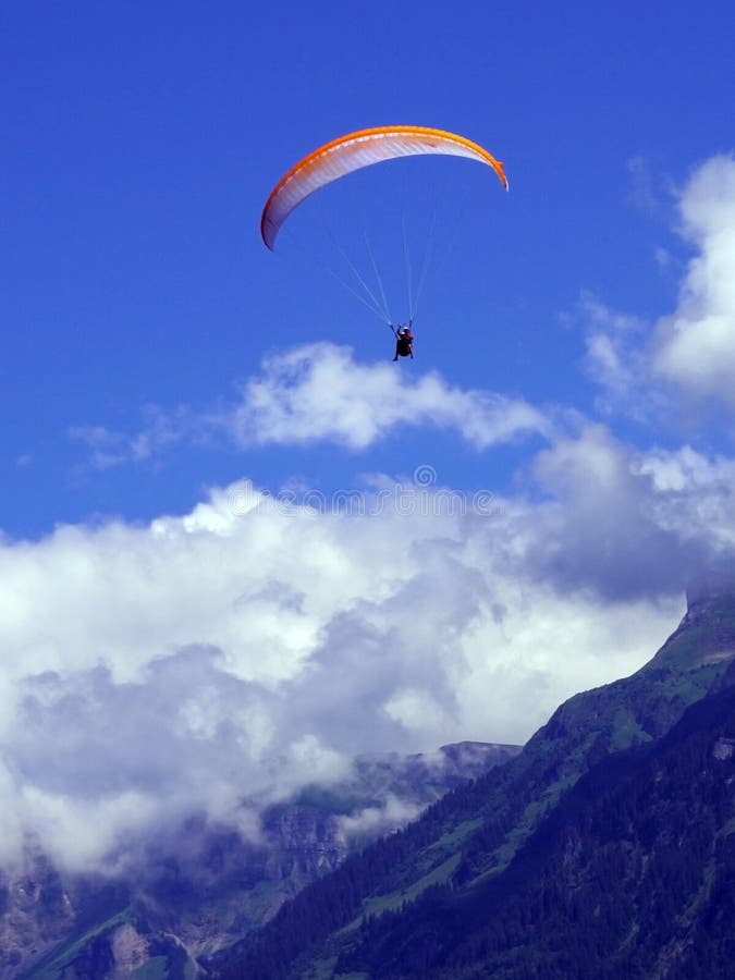 Paragliding, Parachute Over the Mountain Stock Photo - Image of sport ...